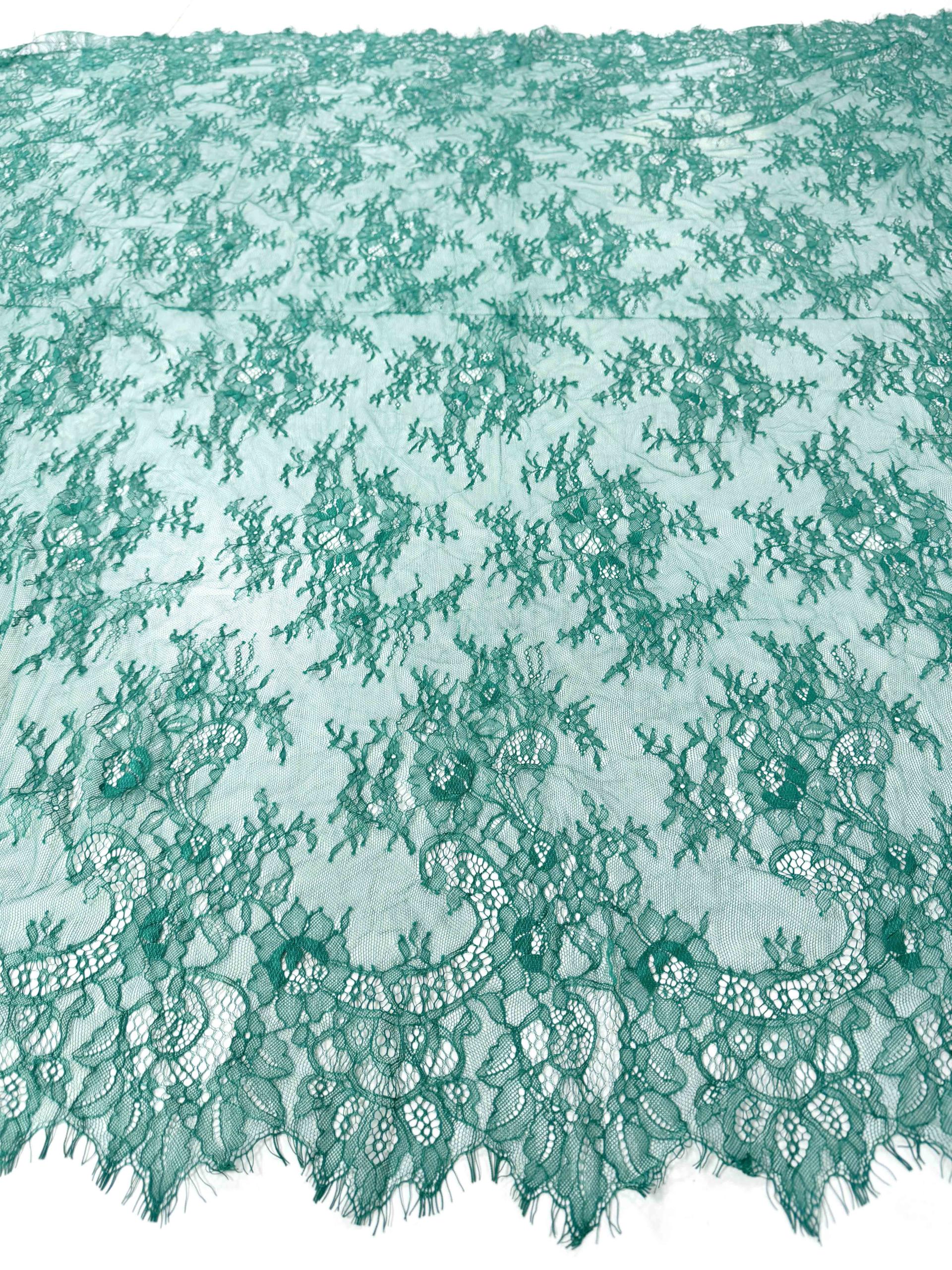Dantela tip Chantilly verde turcoaz - Ambar Textile